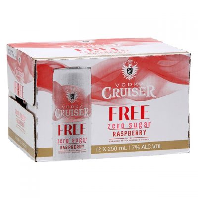 Vodka Cruiser Free Zero Sugar Raspberry 7% 12x250ml Can | Drinkland