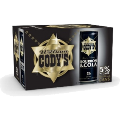 Codys Bourbon Cola 5% 250mlx12pk Cans | Drinkland