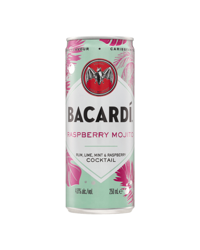 Bacardi Cocktail Raspberry Mojito 4 Pack 250ml Can | Drinkland